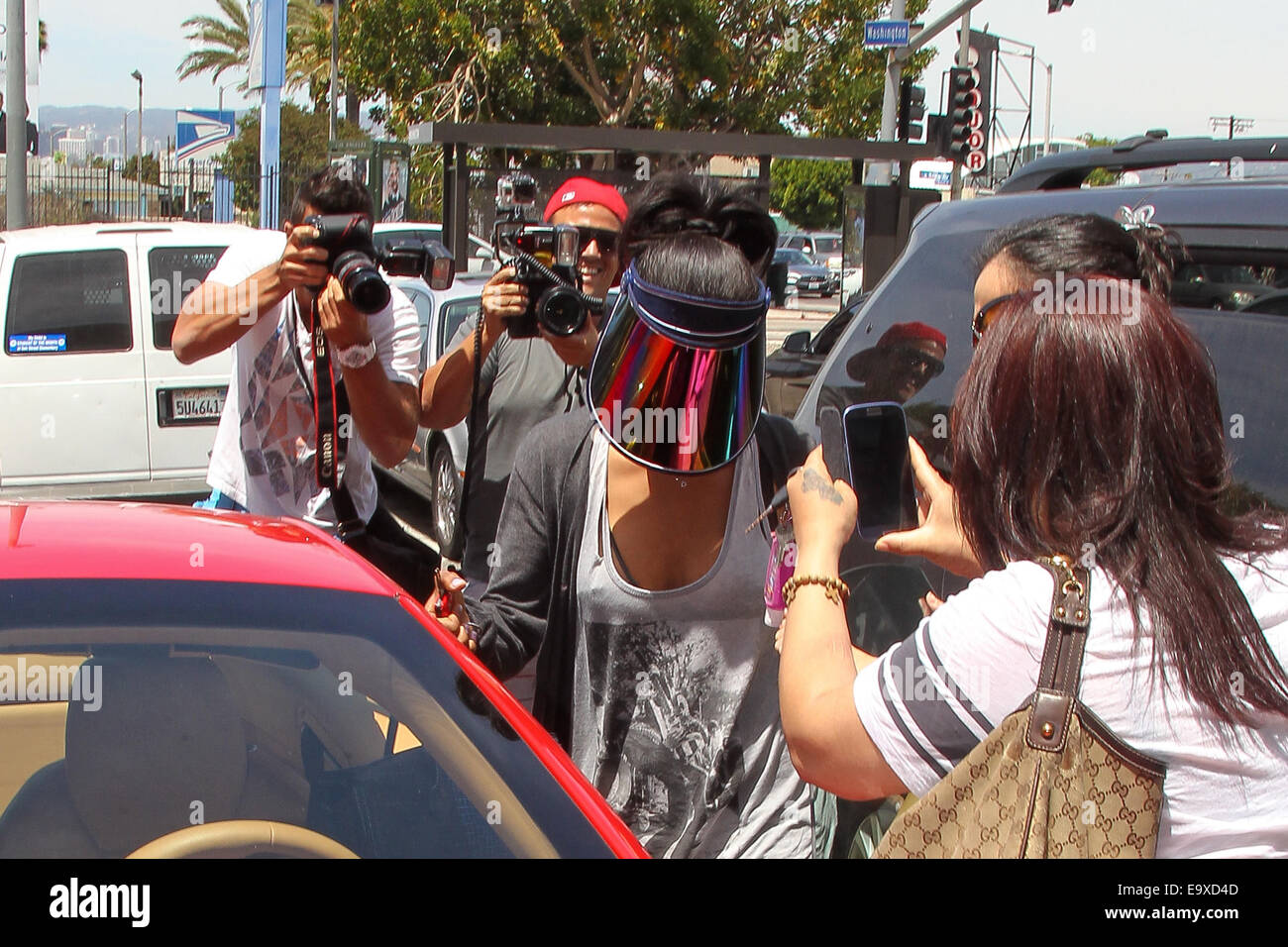Vanessa Stiviano, seen in her trademark visor, goes to a nail salon in ...