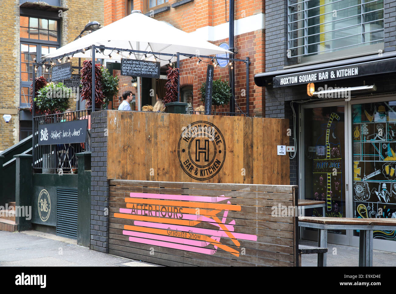 Popular restaurant on trendy Hoxton garden Square in Hackney, east ...