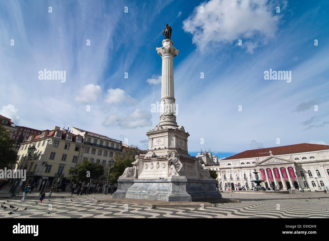 Horizontal view of Rossio Square in Lisbon Stock Photo - Alamy