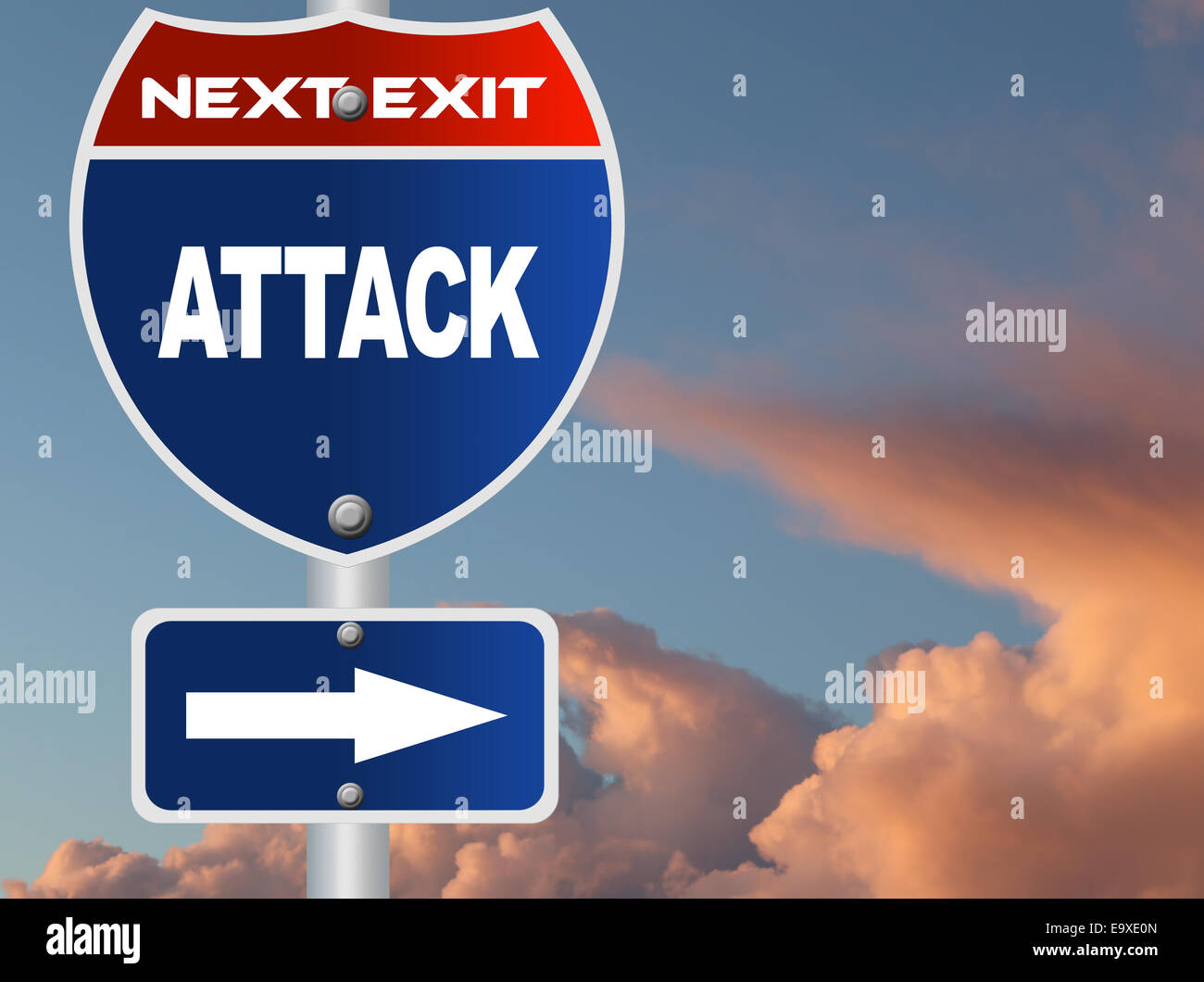 Attack road sign Stock Photo - Alamy