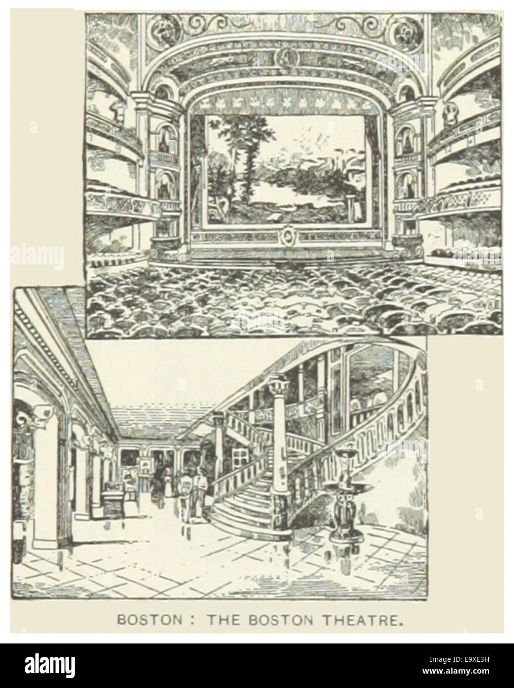 This 1891 map of Boston highlights the Boston Theatre, a significant ...