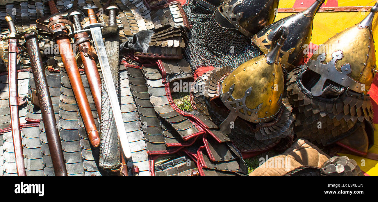 Medieval weapons, and armor Stock Photo - Alamy