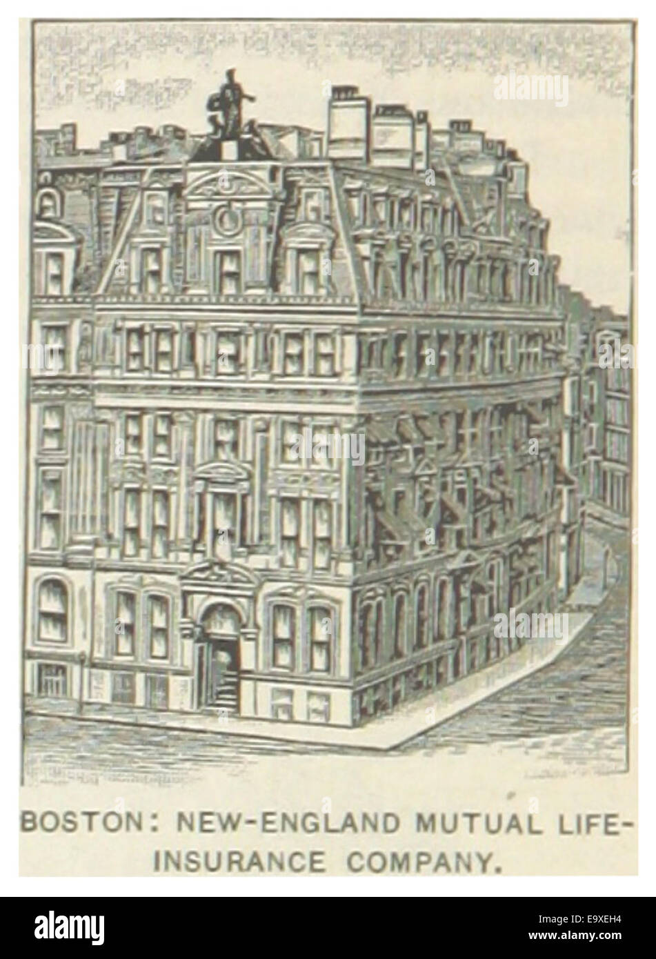An 1891 illustration depicting the New-England Mutual Life Insurance ...