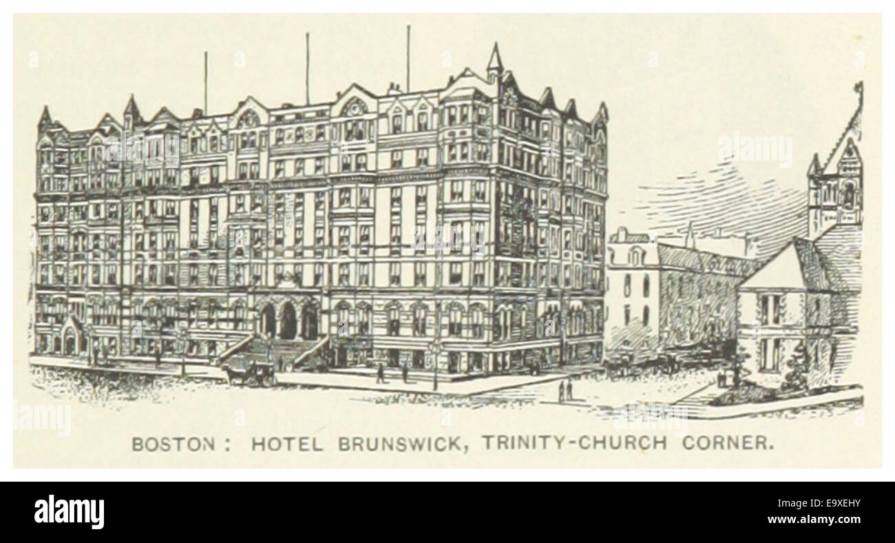 This 1891 map of Boston features the location of Hotel Brunswick, a ...