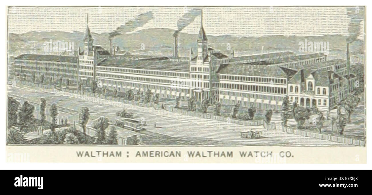 This 1891 illustration depicts the American Waltham Watch Company in ...