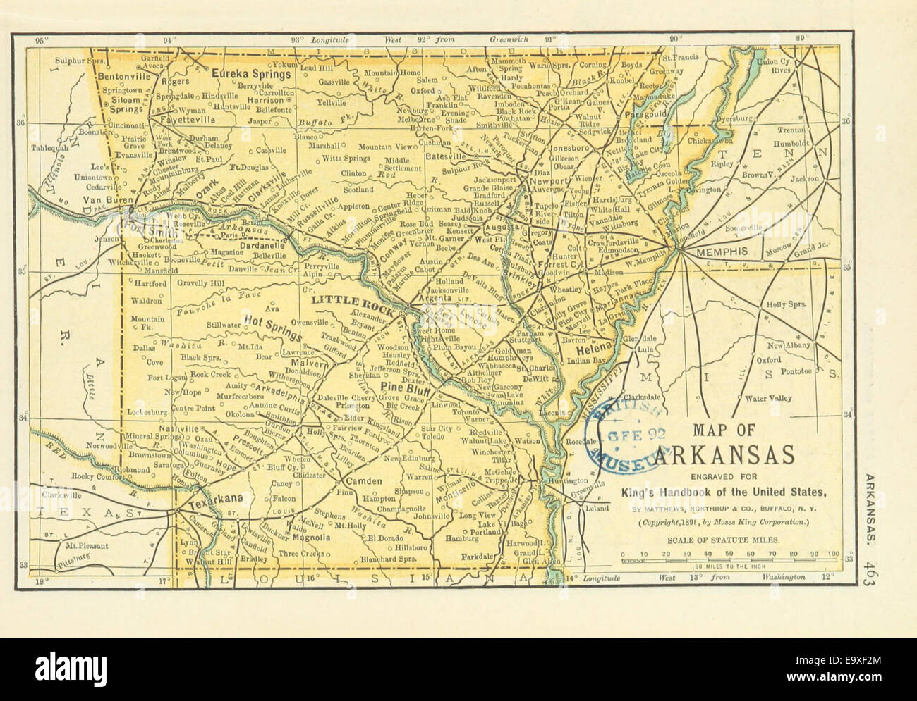 This 1891 map of Arkansas provides a historical cartographic ...