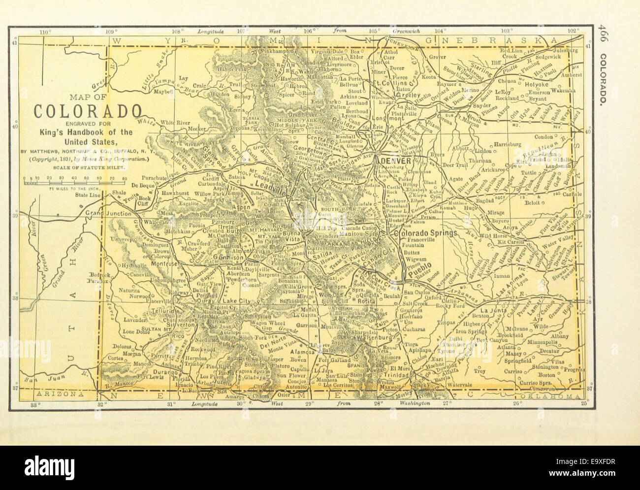 This 1891 map of Colorado presents the state's geographical layout ...