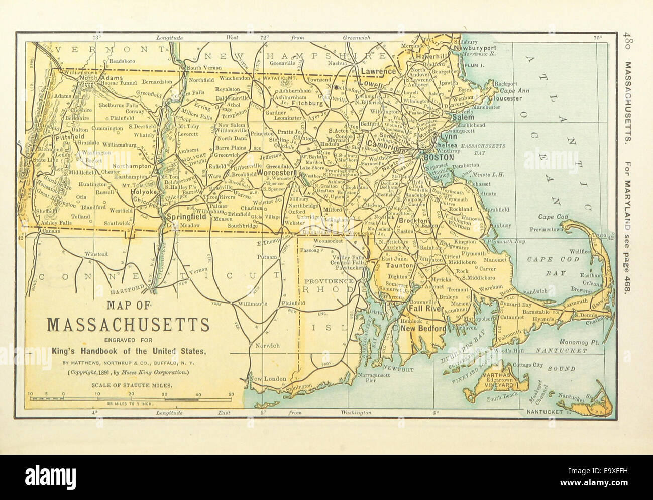 The 1891 map of Massachusetts provides a detailed view of the state’s ...