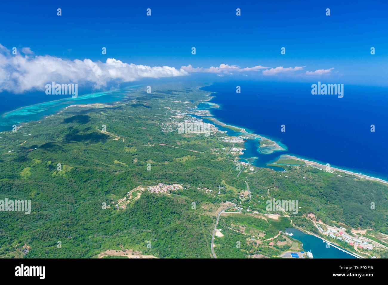 Aerial photo of the island of Roatan, Honduras Stock Photo - Alamy