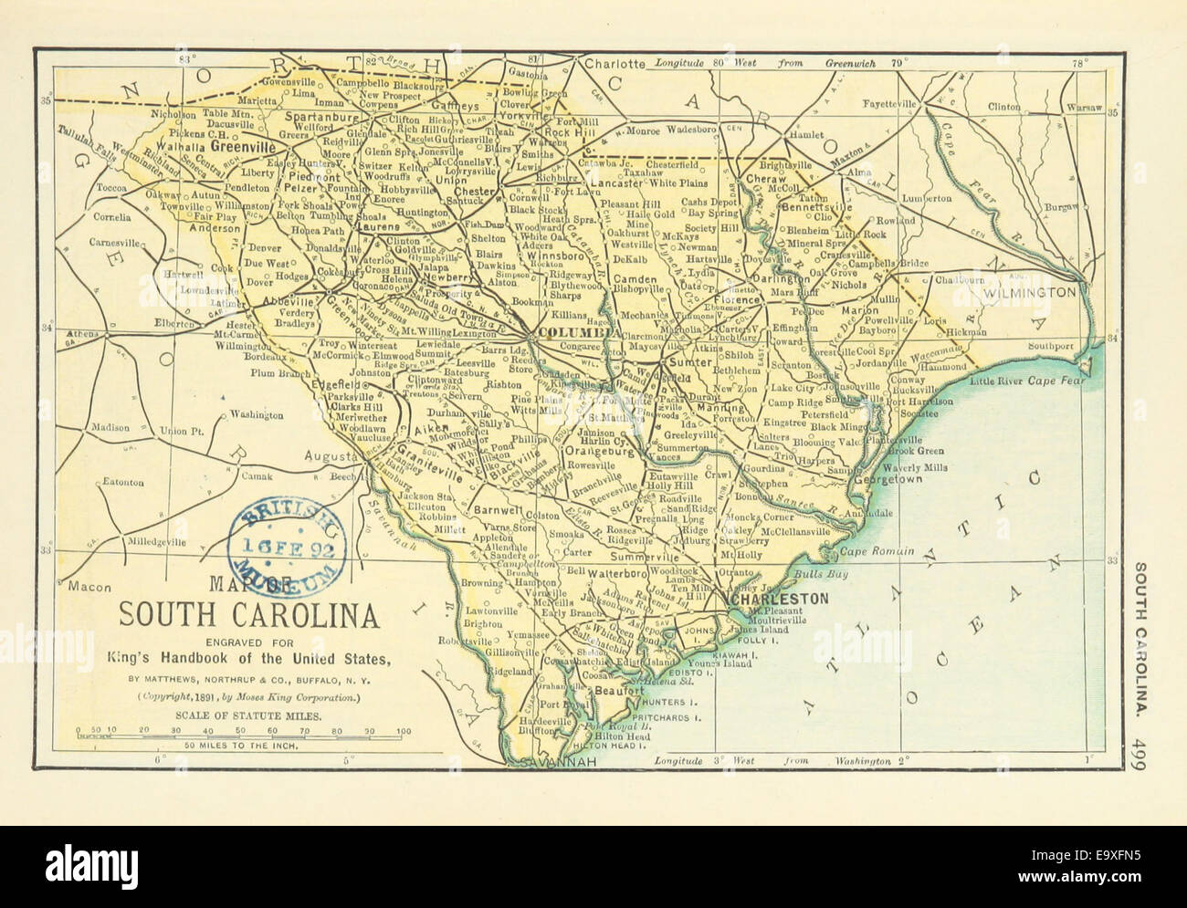 Vintage map of south carolina hi-res stock photography and images - Alamy
