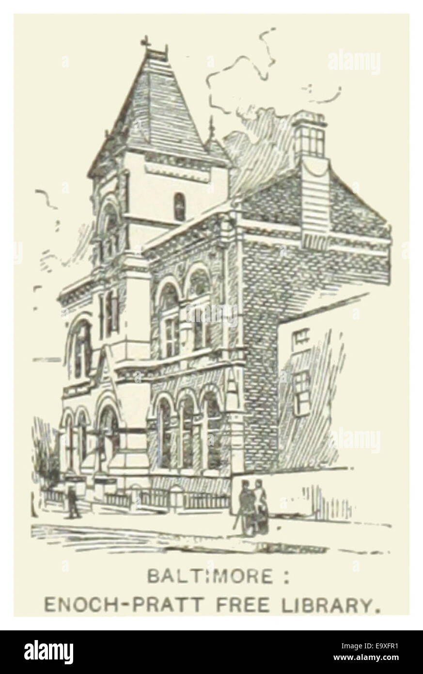 This 1891 illustration depicts the Enoch-Pratt Free Library in ...