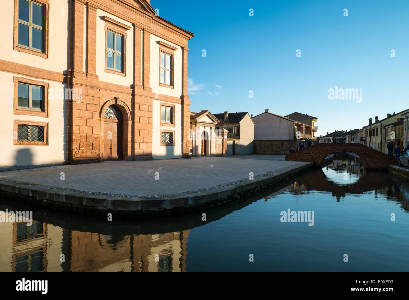 Italy, Comacchio, the old St Camillo hospital on the Via Nuova canal ...