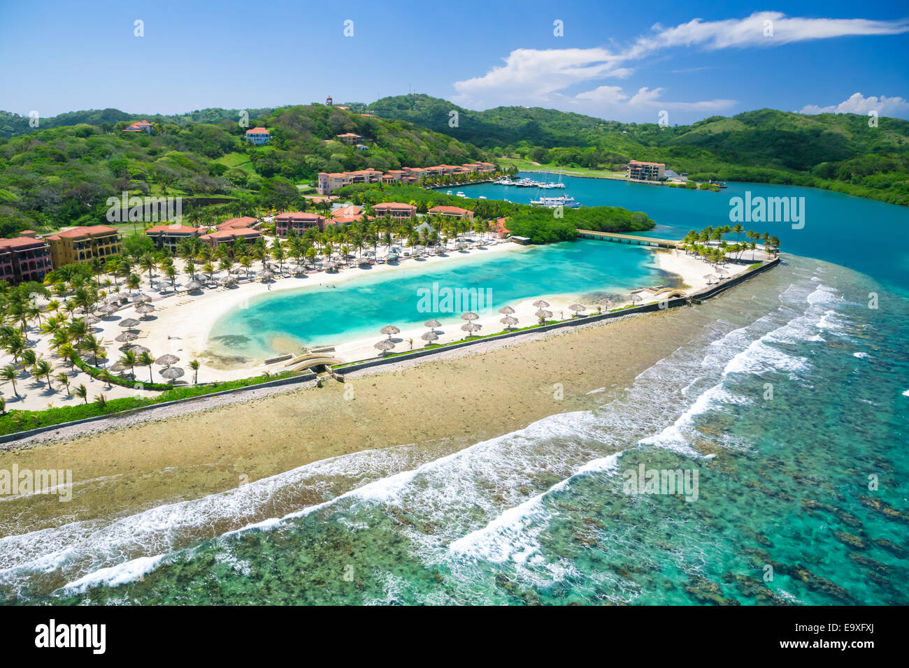 Aerial photo of the island of Roatan, Honduras Stock Photo - Alamy