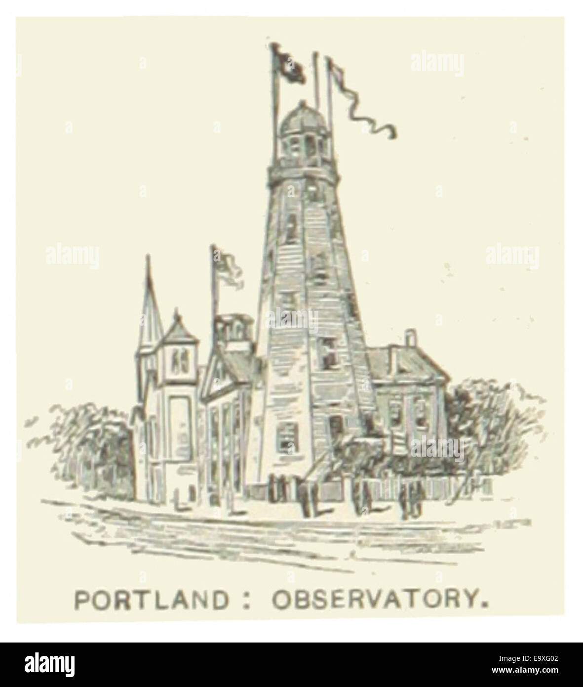 This 1891 illustration depicts the Observatory in Portland, Maine. The ...