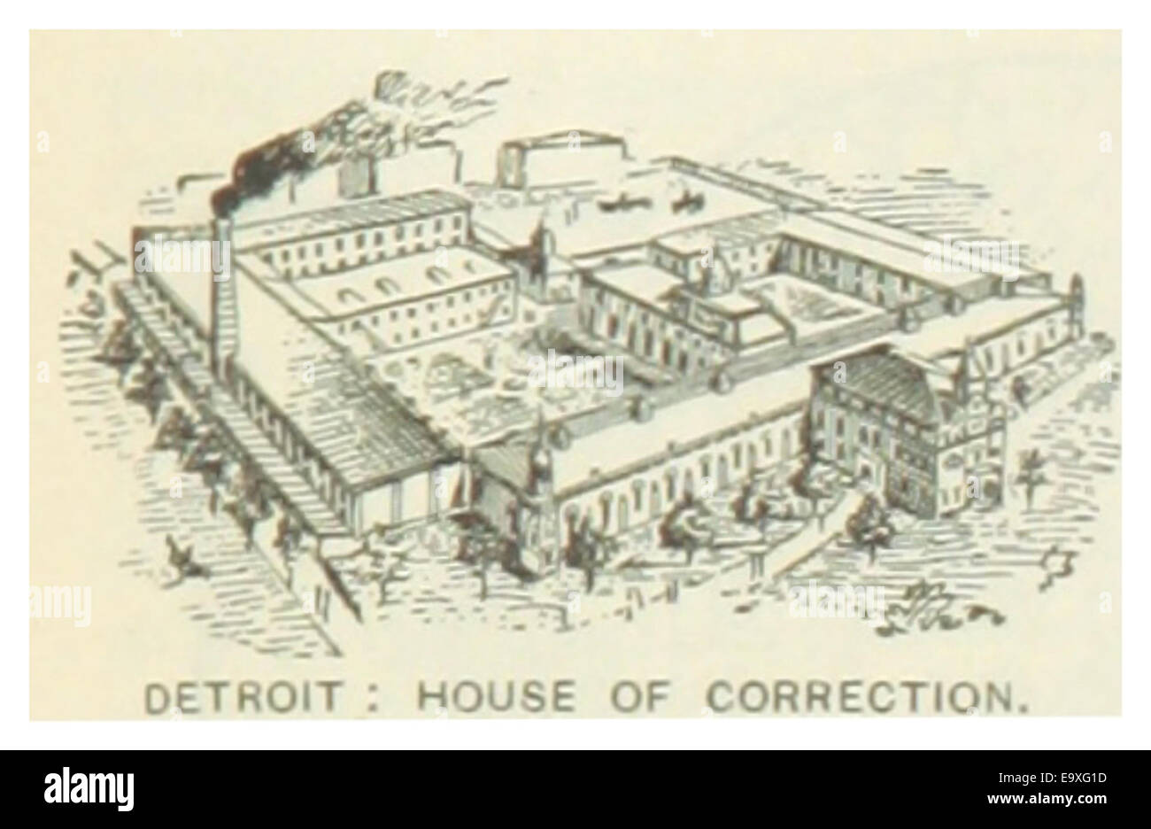 This 1891 image from *US-MI* depicts the House of Correction in Detroit ...