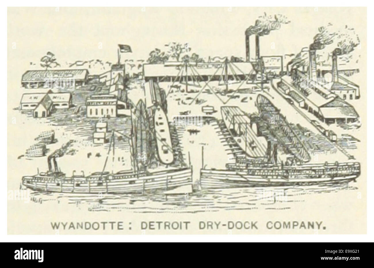 US-MI(1891) p419 WYANDOTTE, DETROIT DRY-DOCK COMPANY Stock Photo - Alamy