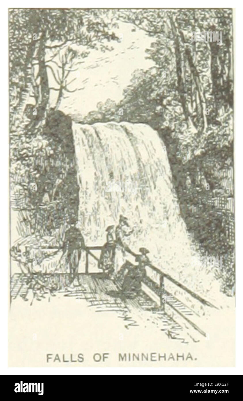 An 1891 illustration showing the Falls of Minnehaha in Minnesota ...