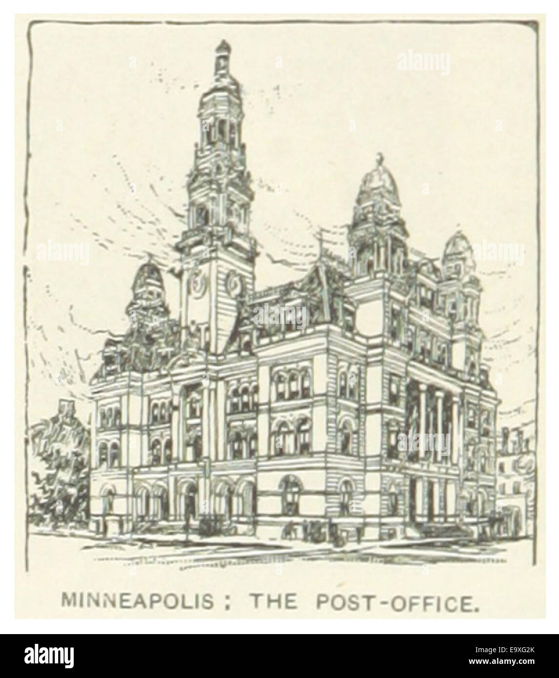 This map from 1891 illustrates the Minneapolis Post Office, a key ...