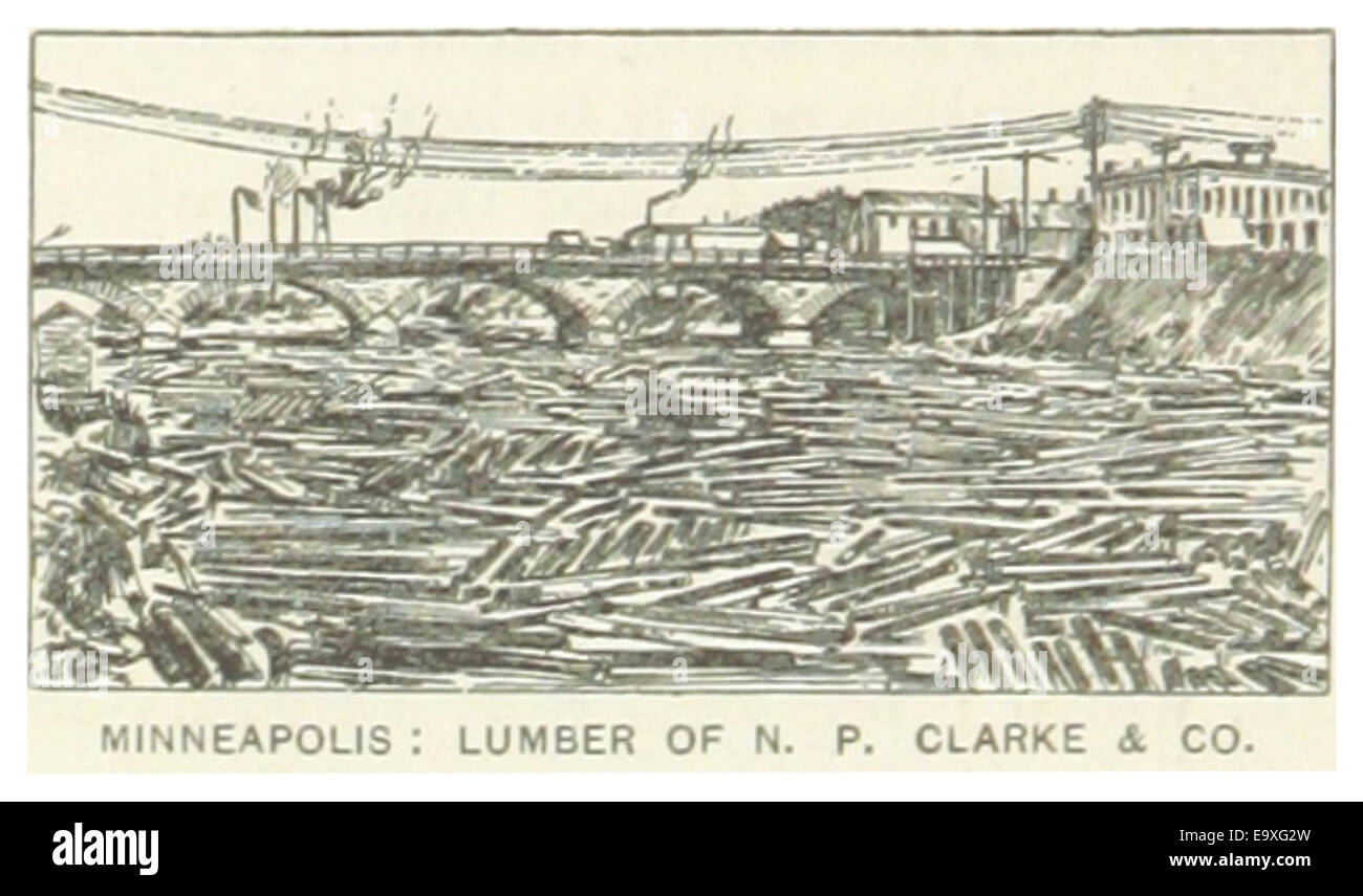 This 1891 illustration shows the lumber operations of N.P. Clarke ...