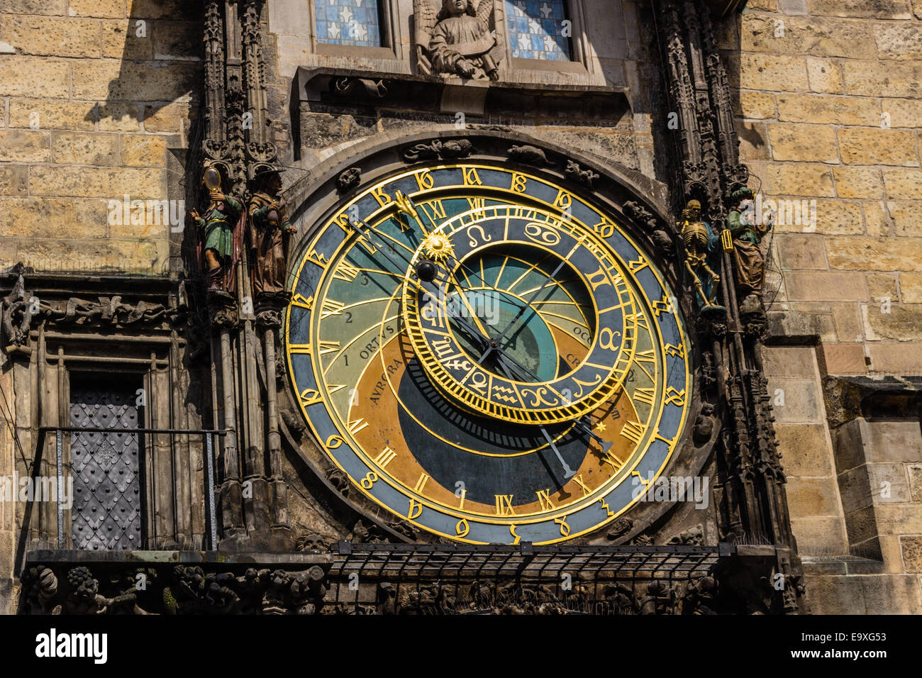 The medieval astronomical clock in the Old Town square in Prague Stock ...