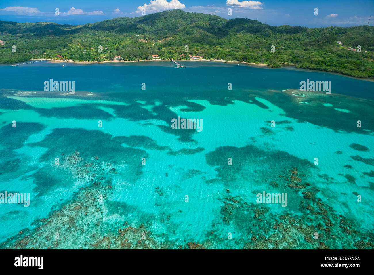 Aerial photo of the island of Roatan, Honduras Stock Photo - Alamy