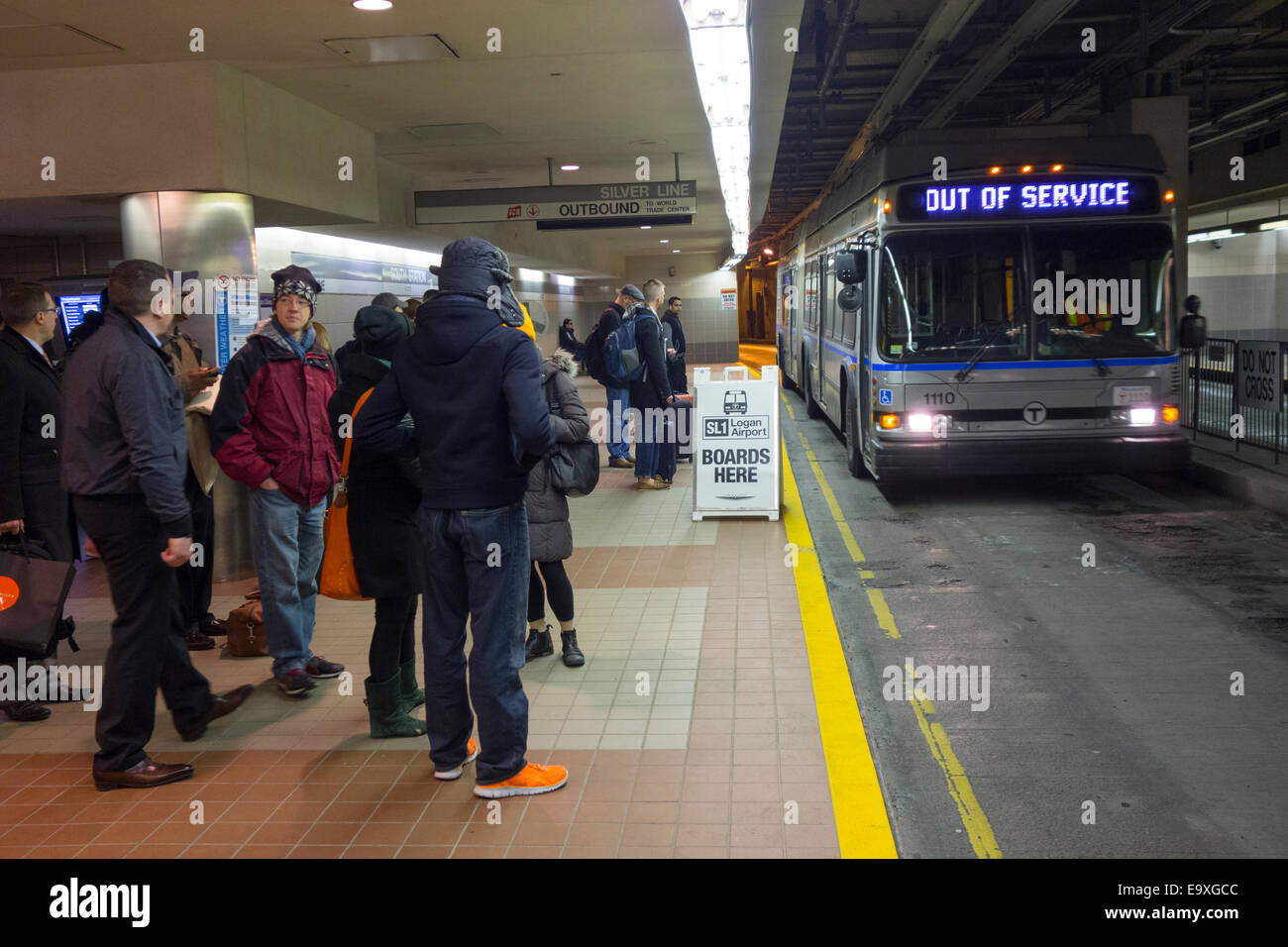 waiting Boston MA T subway train bus terminal Stock Photo - Alamy