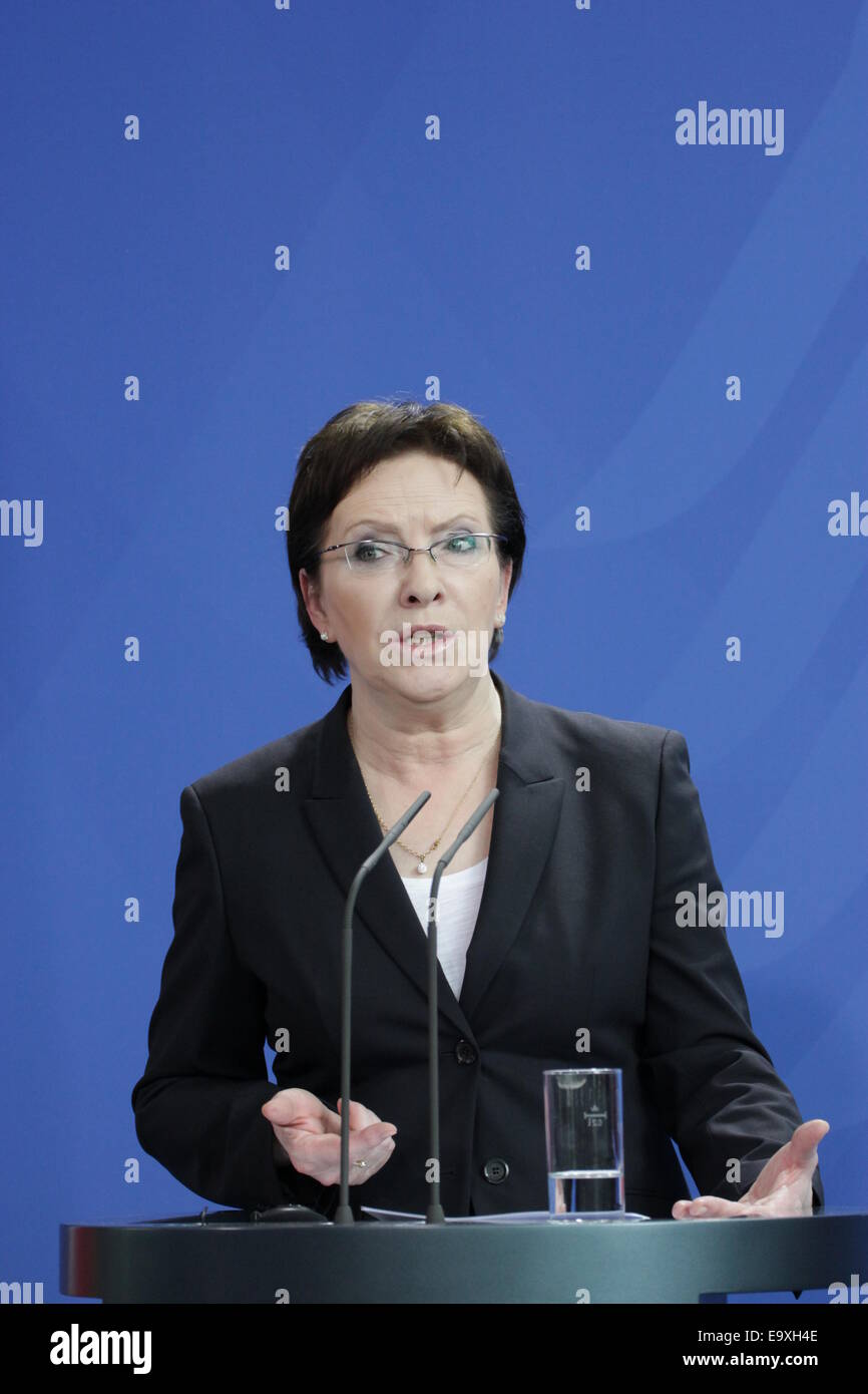 Ewa Kopacz and Angela Merkel hold press conference during official ...
