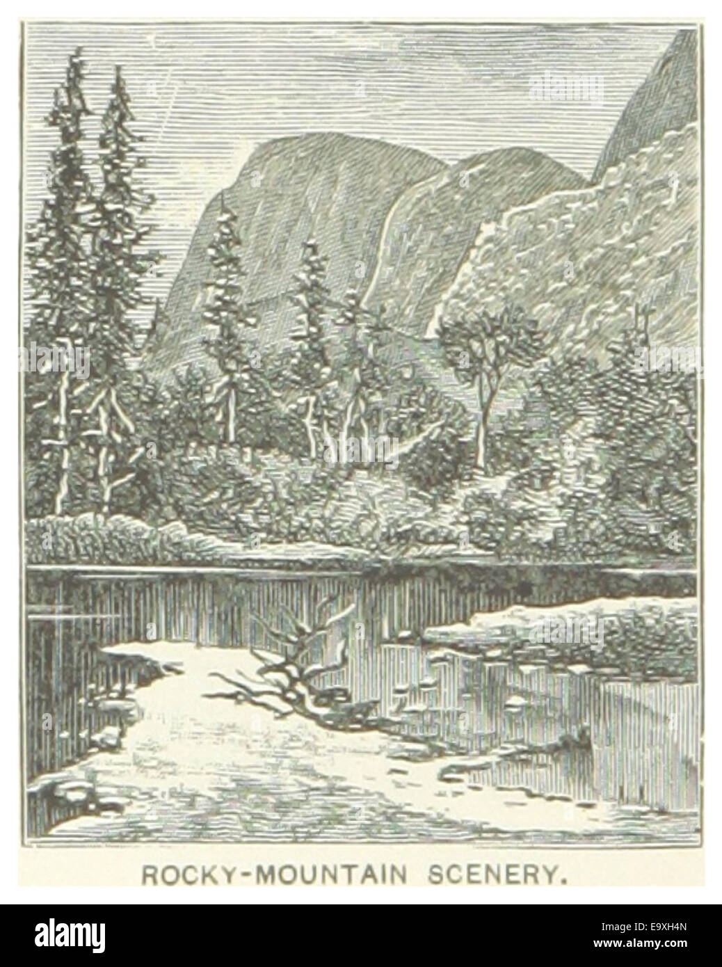 This 1891 map by US-MT features a depiction of Rocky Mountain scenery ...