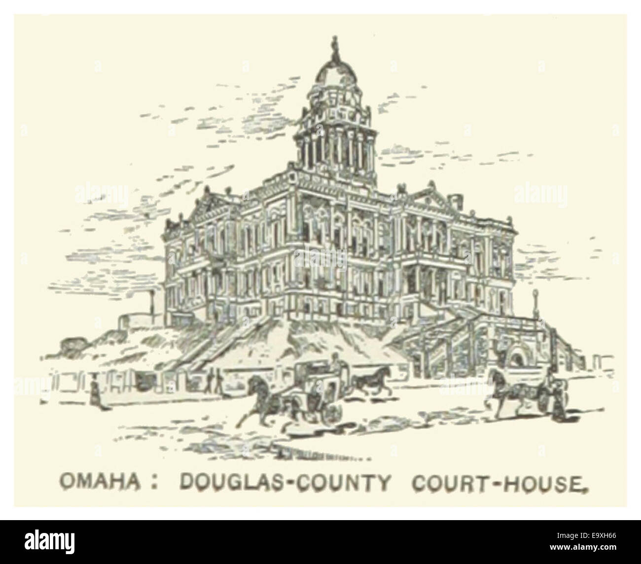 An 1891 depiction of the Omaha Court House, showcasing the architecture ...