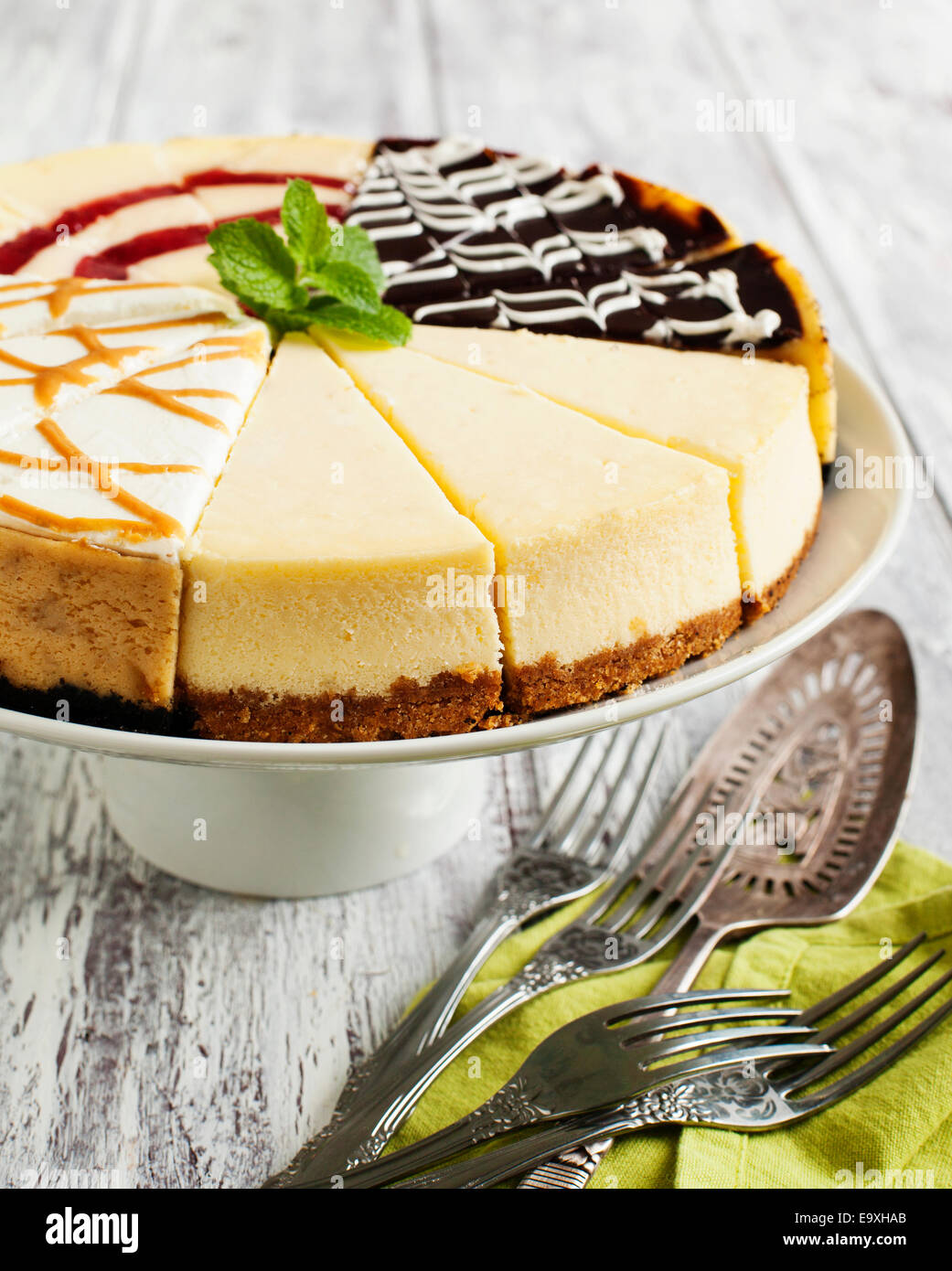Different slices of cheesecake Stock Photo - Alamy