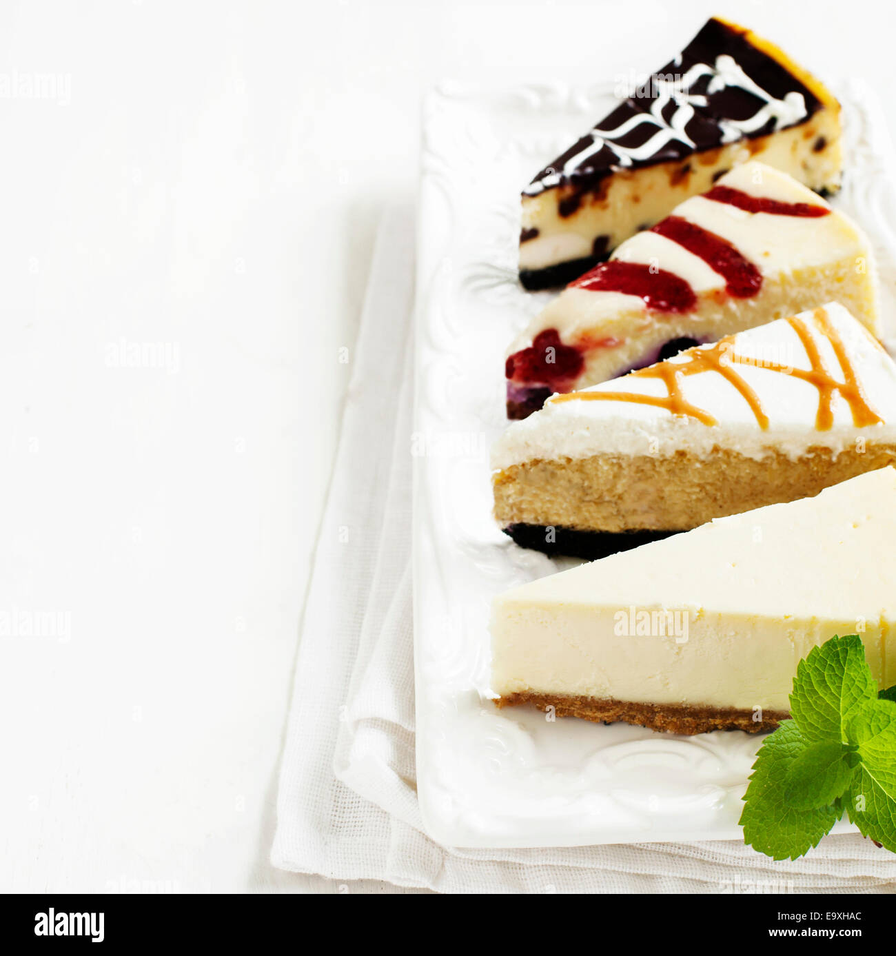 Different slices of cheesecake Stock Photo - Alamy