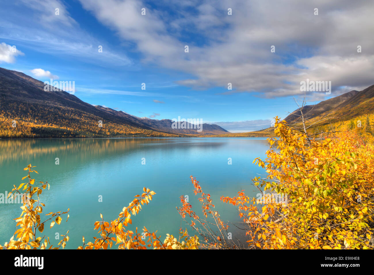 Fall foliage along Eklutna Lake in Chugach State Park, Southcentral ...