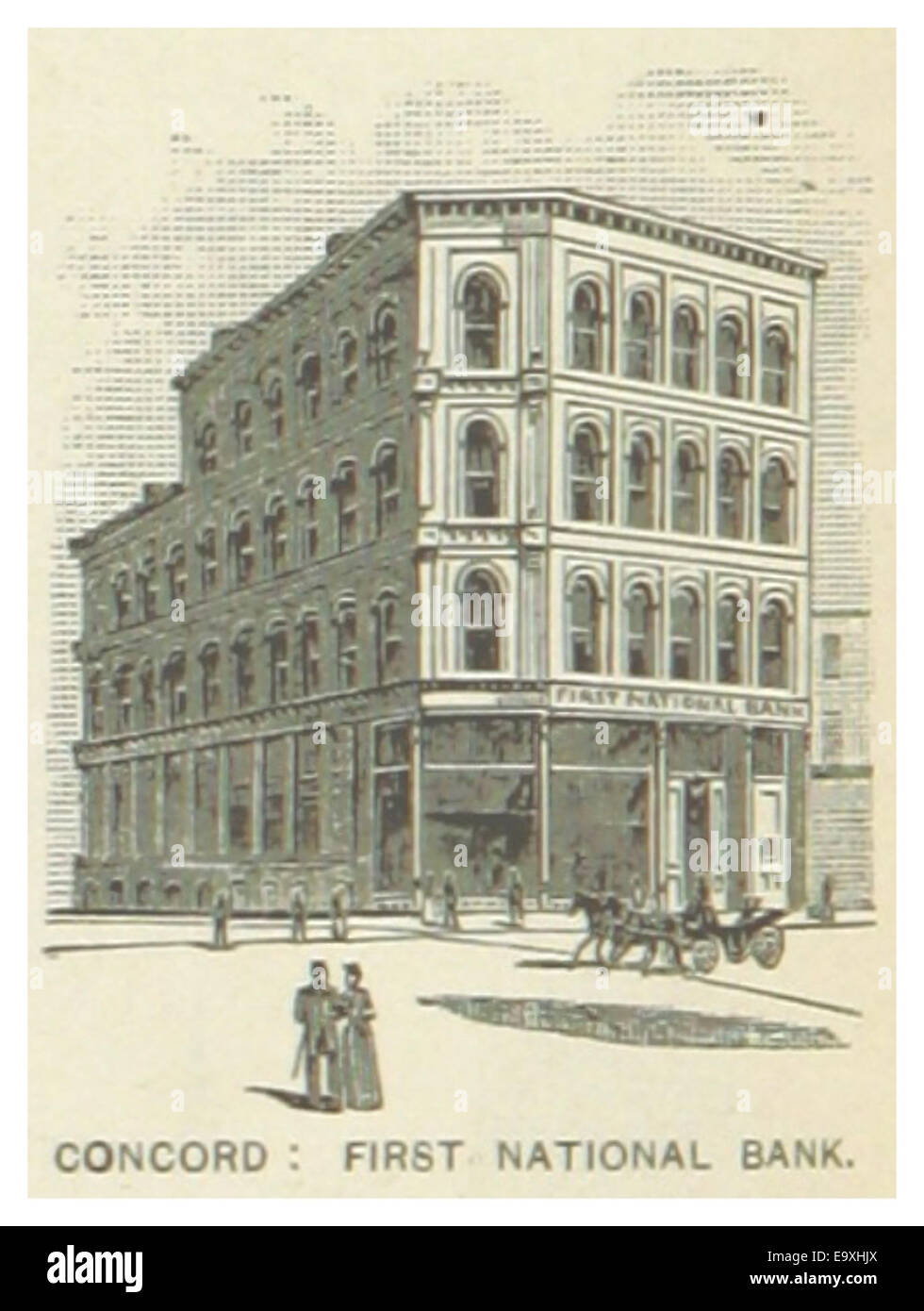 An 1891 illustration from *Farmer* showing the First National Bank in ...