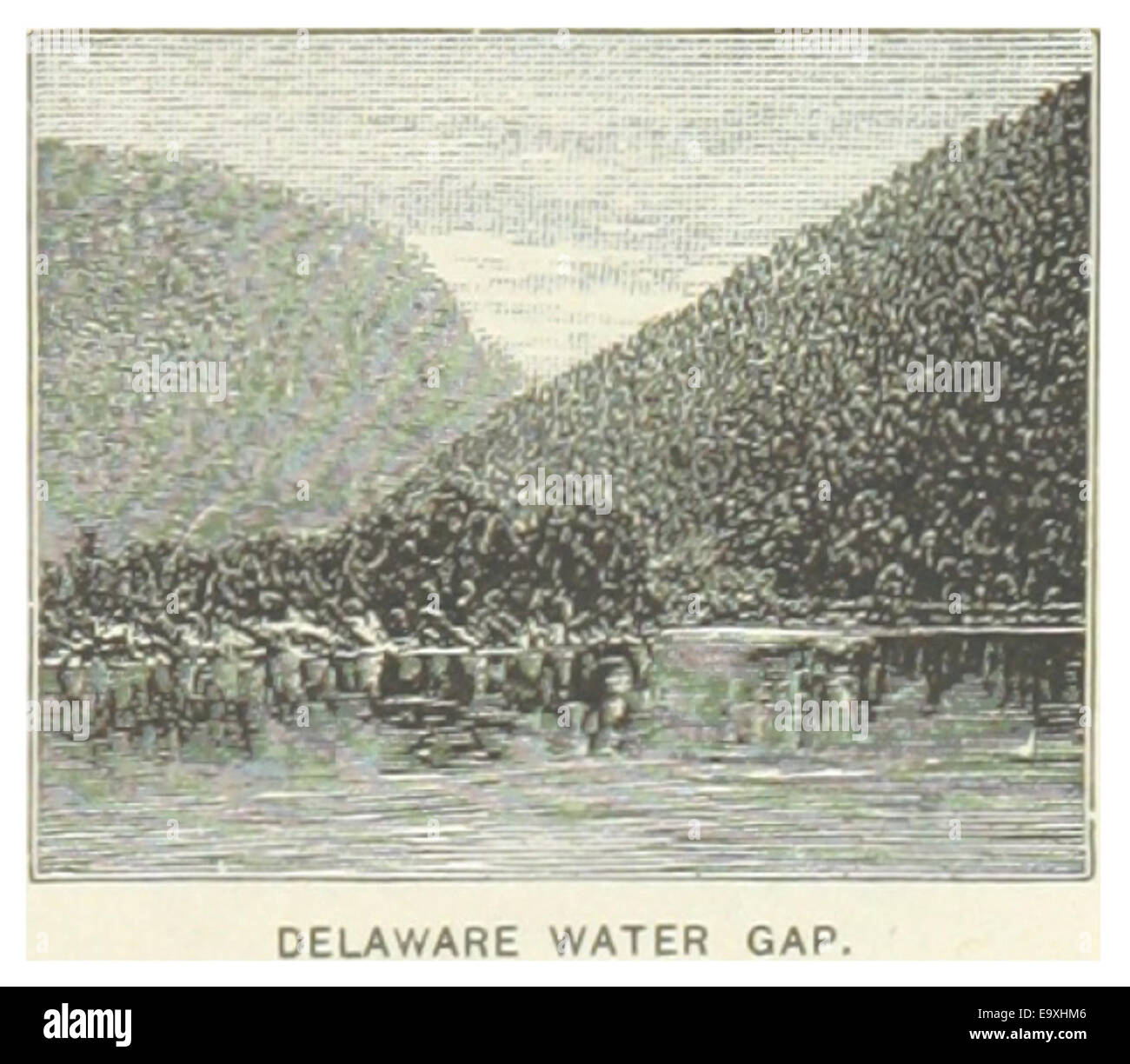 This illustration from 1891 depicts the Delaware Water Gap, a scenic ...