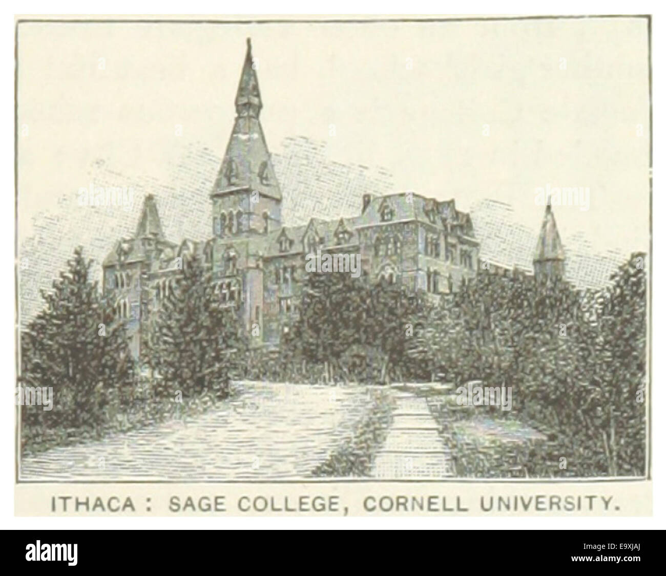 This 1891 illustration depicts Cornell University's Sage College in ...