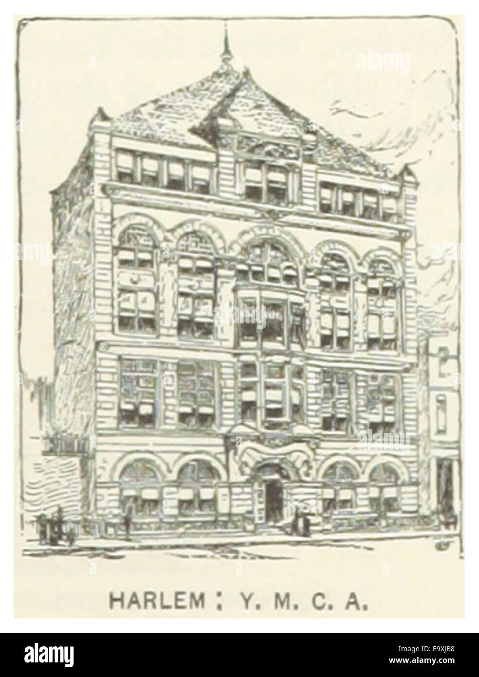 This 1891 illustration shows the YMCA building in Harlem, New York City ...