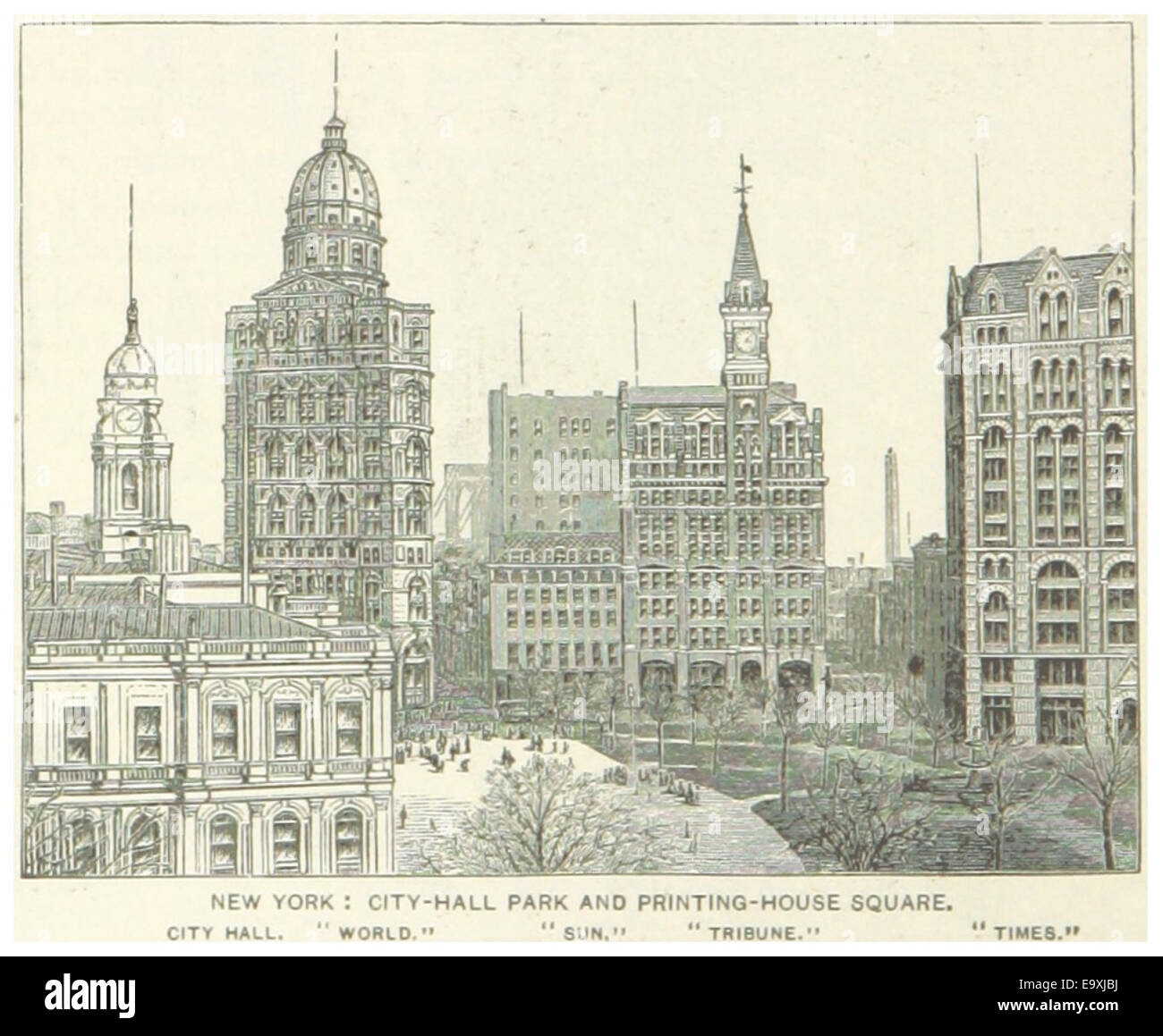 US-NY(1891) p608 NYC, CITY-HALL PARK Stock Photo - Alamy