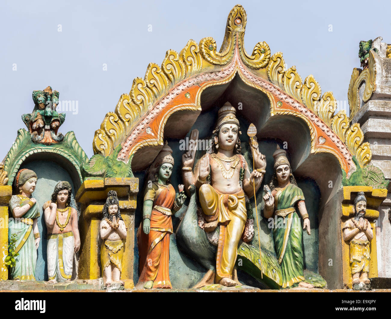 Lord Murugan and his two wives on top of his shrine at Thiruvannamalai ...