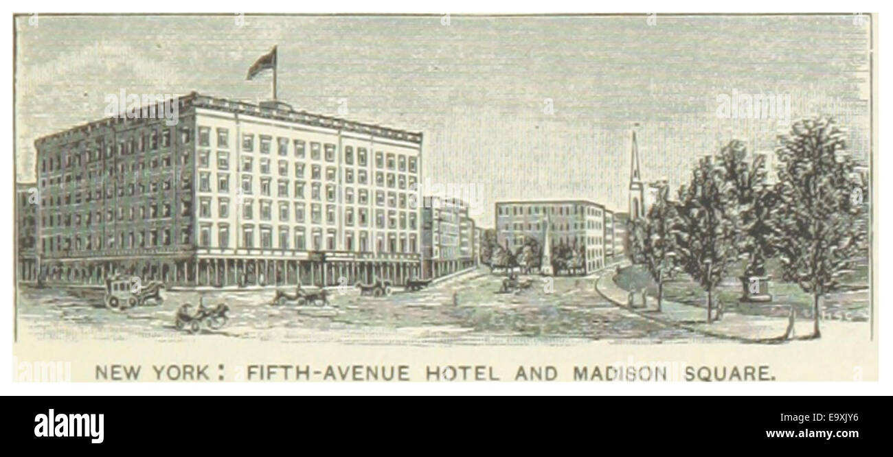 This 1891 illustration depicts the Fifth Avenue Hotel and Madison ...