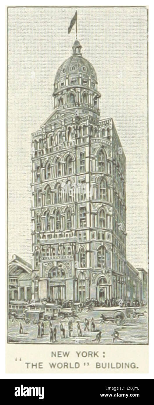 This 1891 illustration depicts the World Building in New York City, an ...