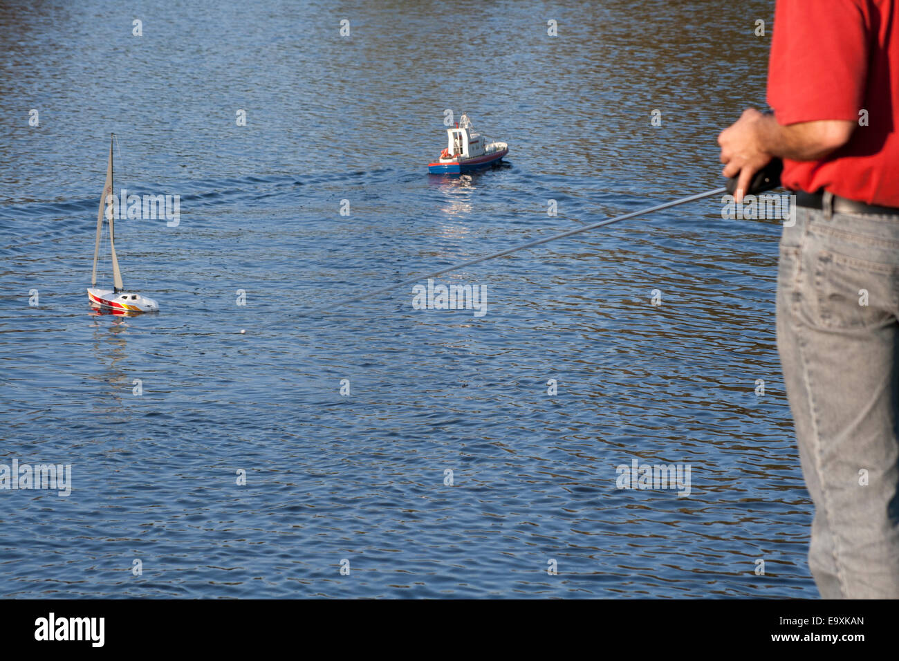 Model boat leads to the water Stock Photo - Alamy