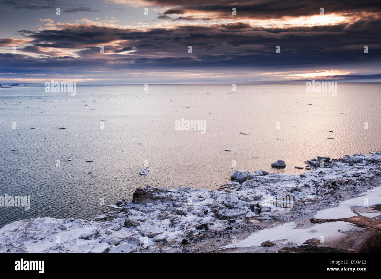Late winter view of the Naknek River near its mouth at Bristol Bay ...
