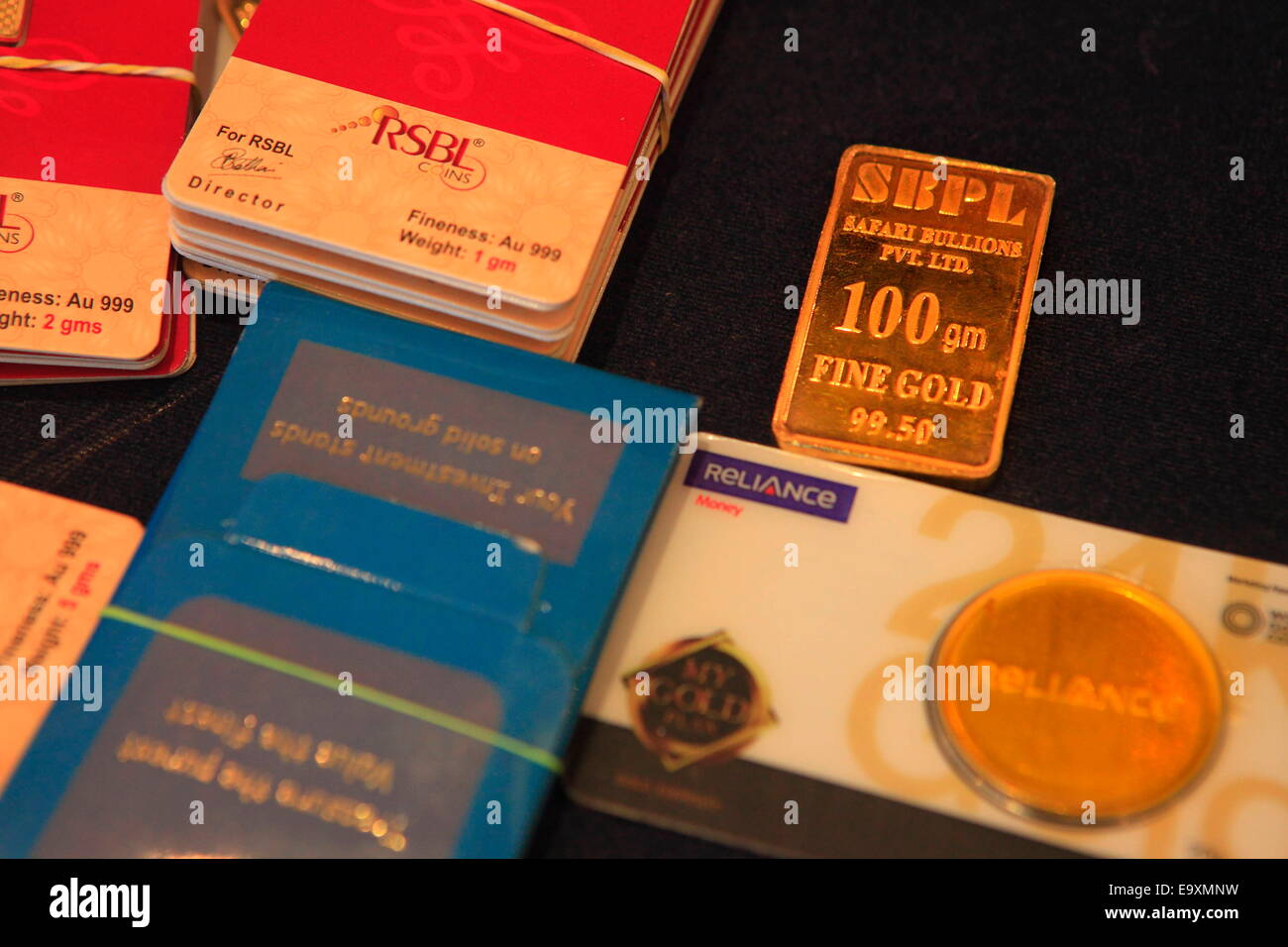 Mumbai, India. 21st Oct, 2014. Gold Coins & Gold biscuits for sale at a ...