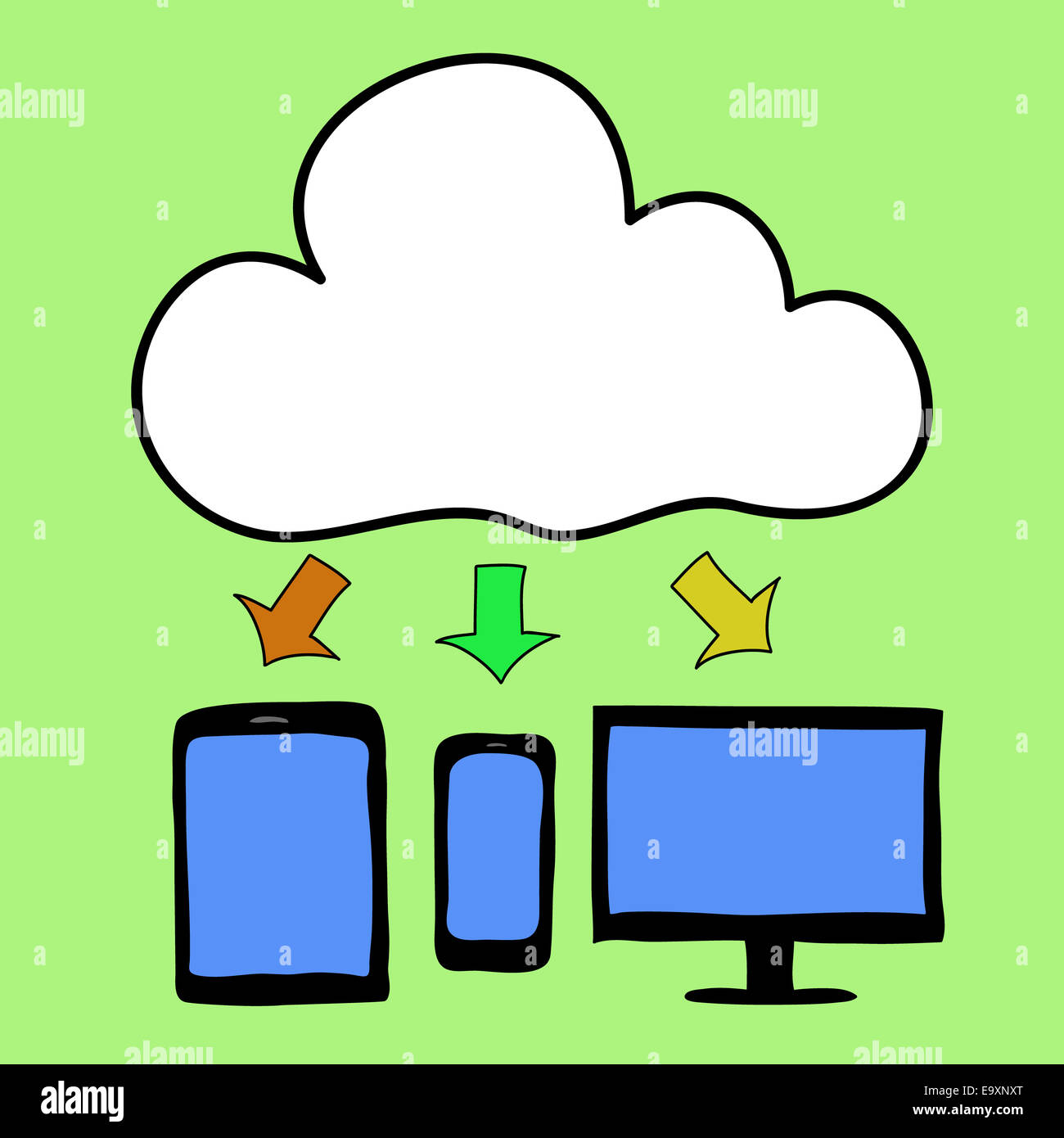 Cartoon style cloud computing Stock Photo - Alamy