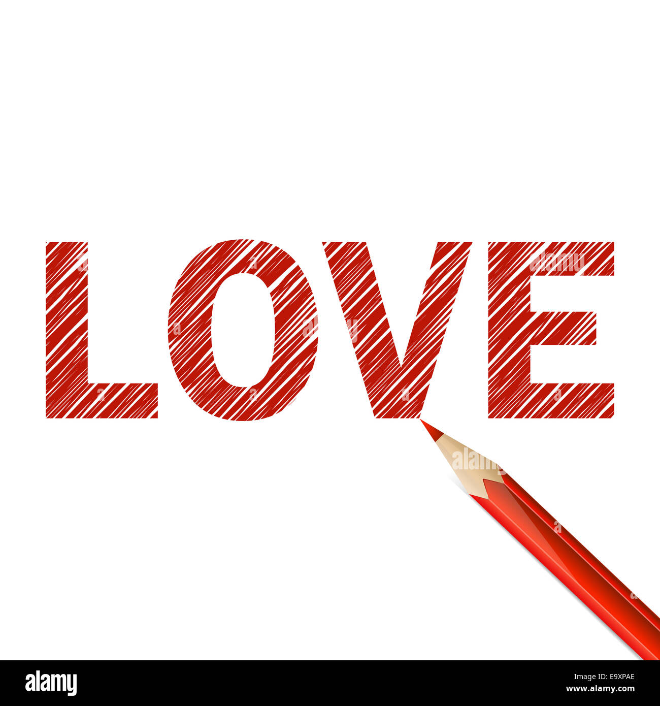 Red pencil drawing love hi-res stock photography and images - Alamy