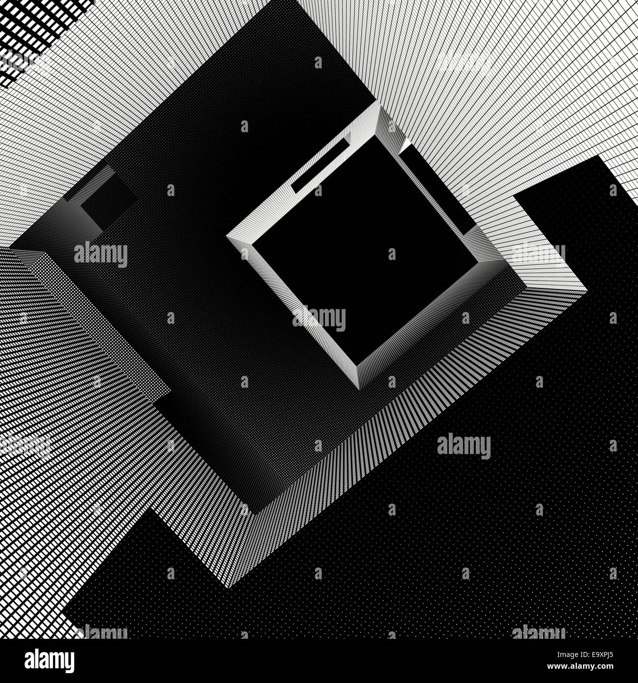 labyrinth interior with grid pattern in black and white Stock Photo - Alamy