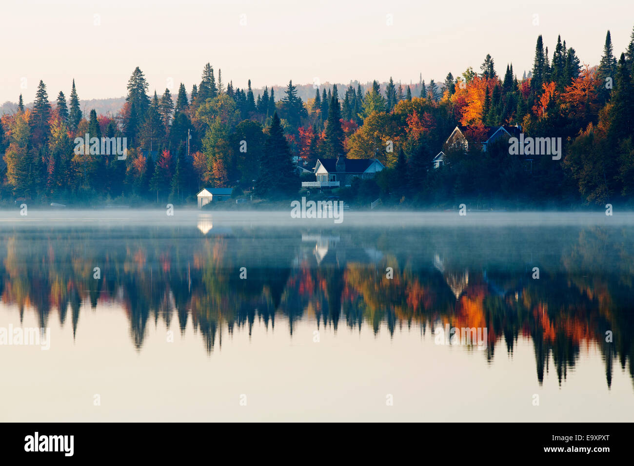 Spectacular, colorful fall landscape in Mont-Tremblant national park ...