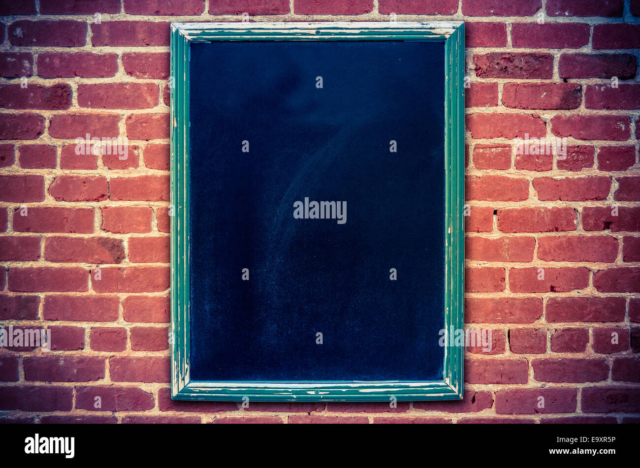 Restaurant Menu Blackboard On A Red Brick Wall Stock Photo - Alamy