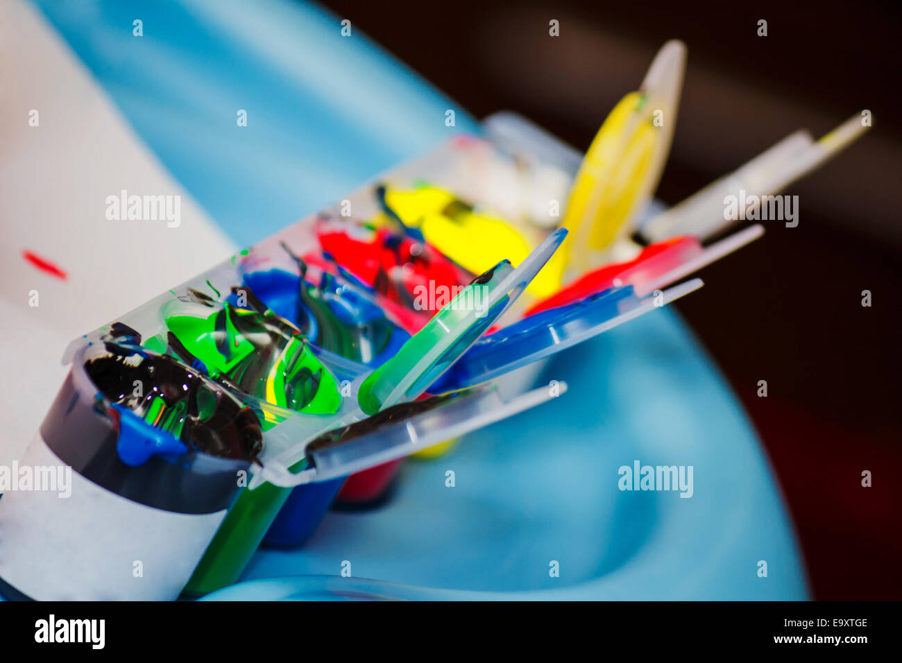 Messy Children's Paint Set Stock Photo - Alamy