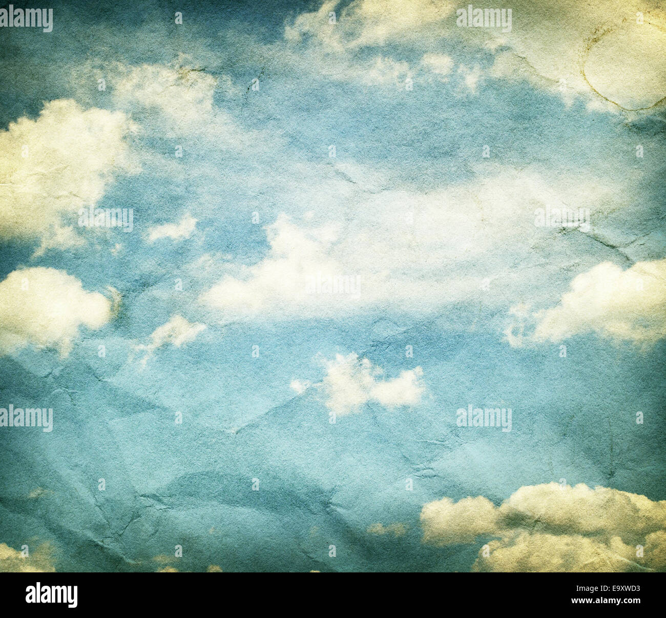 Vintage clouds and sky on crumpled paper texture Stock Photo - Alamy